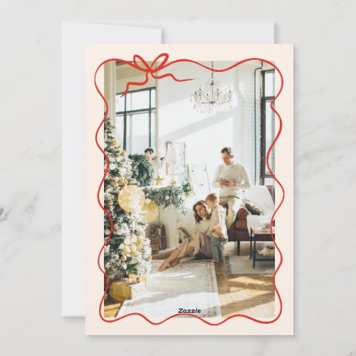 Retro Red Green Hand Drawn Written Photo Christmas Holiday Card | Zazzle