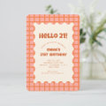 Retro Red Groovy Checker Pattern Birthday Party Invitation | Zazzle