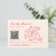 Retro Red Hand Drawn Quirky Cute QR Code Wedding RSVP Card | Zazzle