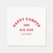 Retro Red Happy Camper Crest Camping Napkins | Zazzle