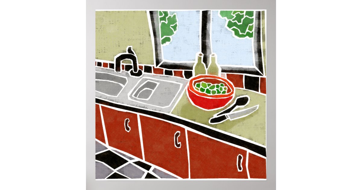 Retro Red Kitchen Poster | Zazzle