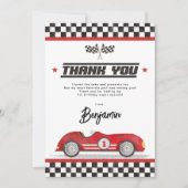 Retro Red Race Car Boy Birthday Party Thank You Card | Zazzle