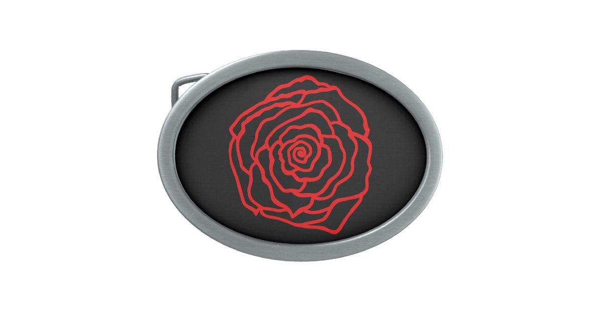 Retro Red Rose Belt Buckle | Zazzle
