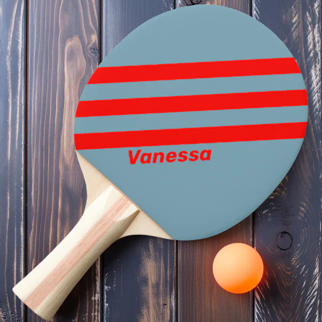 Retro Red Sea Three Stripes with Name Ping Pong Paddle | Zazzle