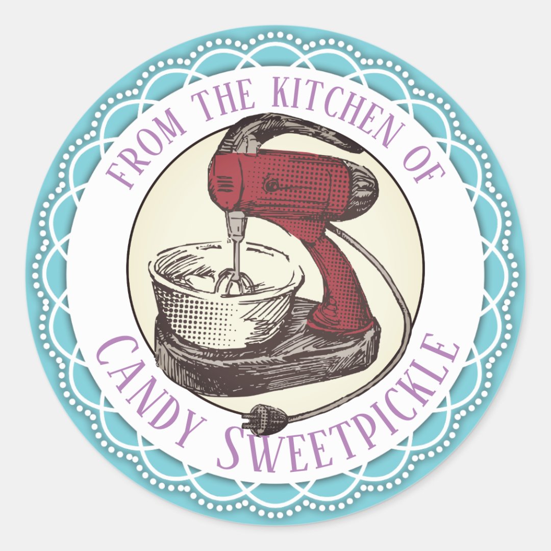 Retro red stand mixer from the kitchen of sticker | Zazzle