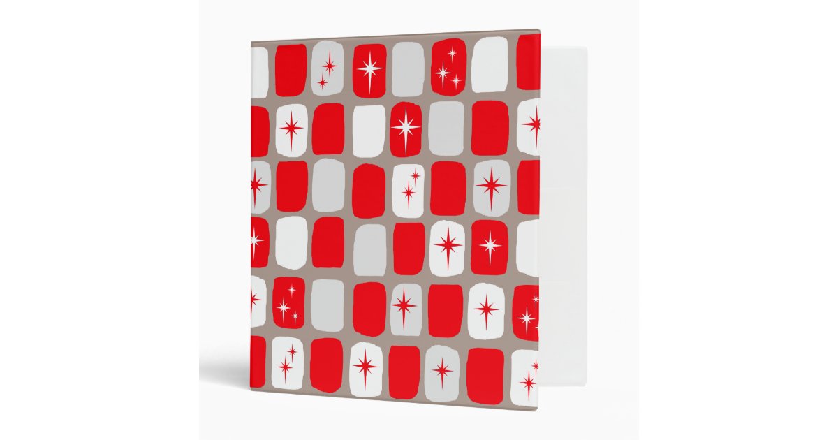 Retro Red Starbursts Binder | Zazzle