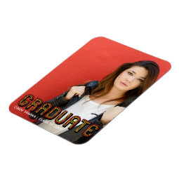 Retro Red Text Overlay Unique Bold Graduate Photo Magnet | Zazzle