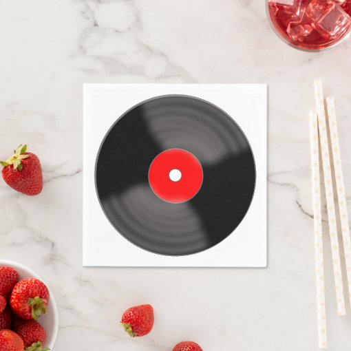 Retro Red Vinyl Record Party Napkins | Zazzle