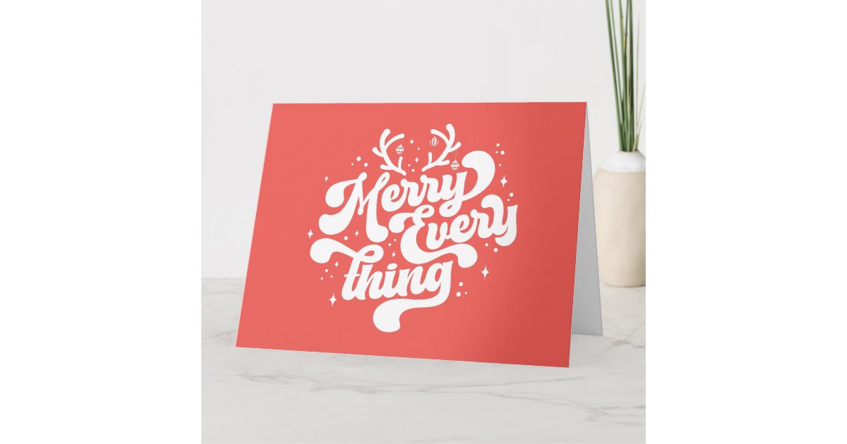 Retro Red White Merry everything Merry Christmas Card | Zazzle