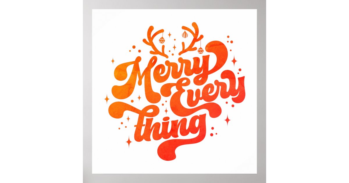 Retro Red White Merry everything Merry Christmas Poster | Zazzle