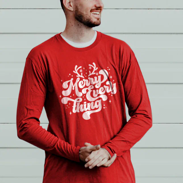 Retro Red White Merry everything Merry Christmas T-Shirt | Zazzle