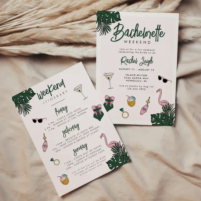 Retro Resort Bachelorette Weekend Invitation | Zazzle