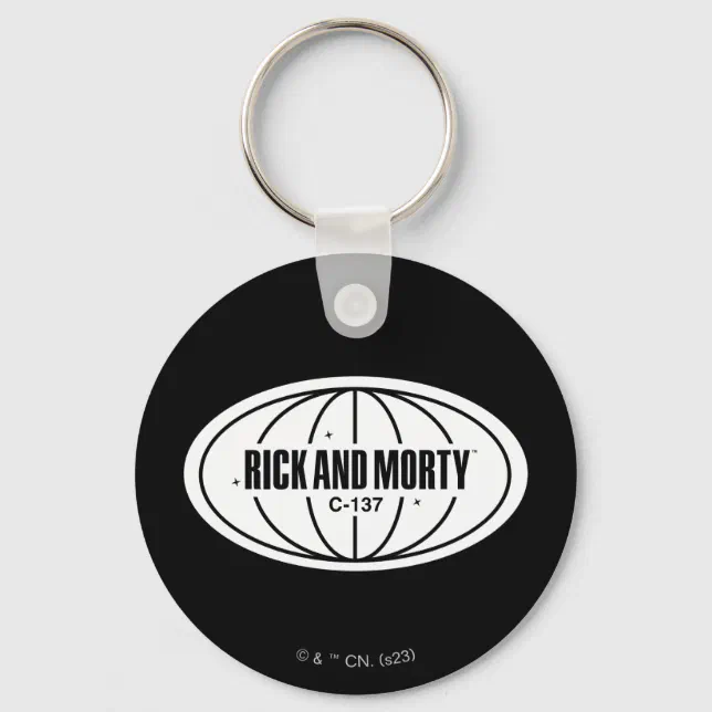 Retro Rick and Morty C-137 Dimension Badge Keychain | Zazzle