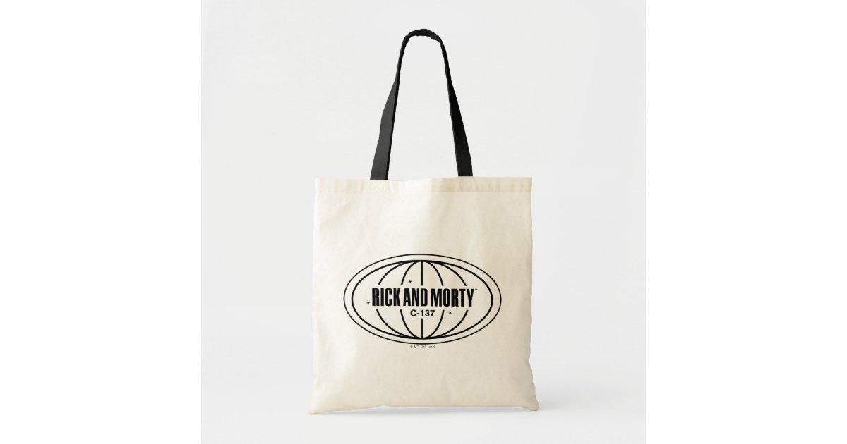 Retro Rick and Morty C-137 Dimension Badge Tote Bag | Zazzle