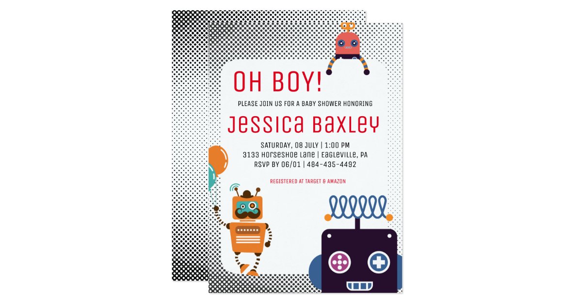 Retro Robot Baby Shower Invitation | Zazzle.com