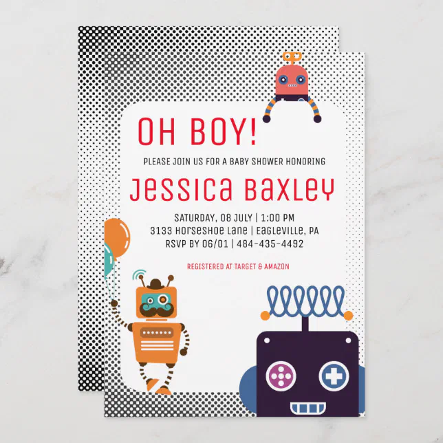 Retro Robot Baby Shower Invitation | Zazzle