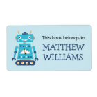 Retro robot bookplate book label | Zazzle