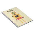 Retro Robot Illustration Personalised Kids Notebook | Zazzle