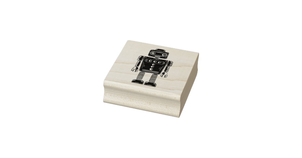 Retro Robot Rubber Stamp | Zazzle