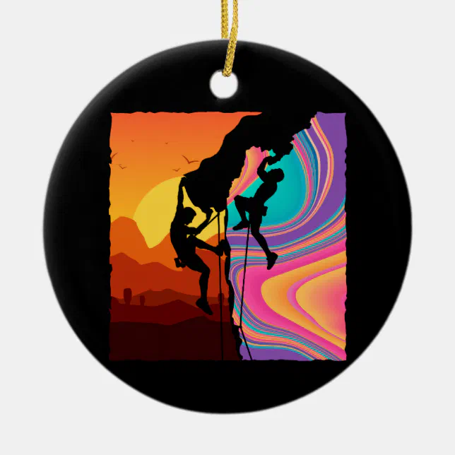 Retro Rock Climbing Bouldering Wall Climber Ceramic Ornament | Zazzle