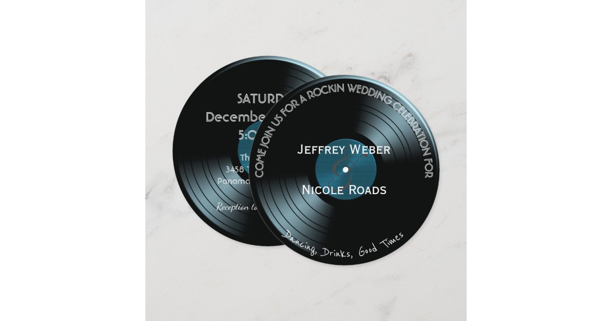 Retro Rock n Roll Vinyl Record Wedding Invitation | Zazzle