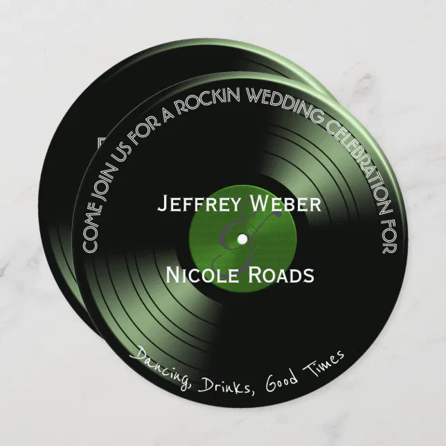 Retro Rock n Roll Vinyl Record Wedding Invitation | Zazzle