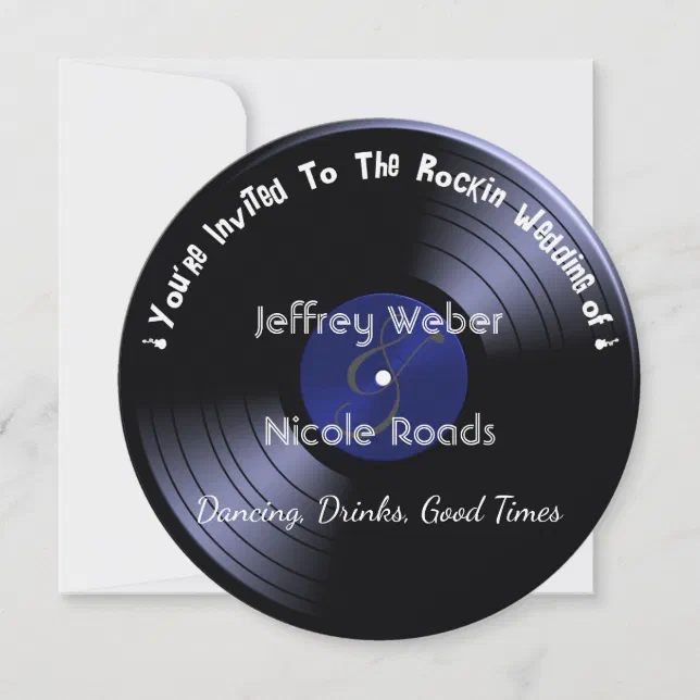 Retro Rock n Roll Vinyl Record Wedding Invitation | Zazzle