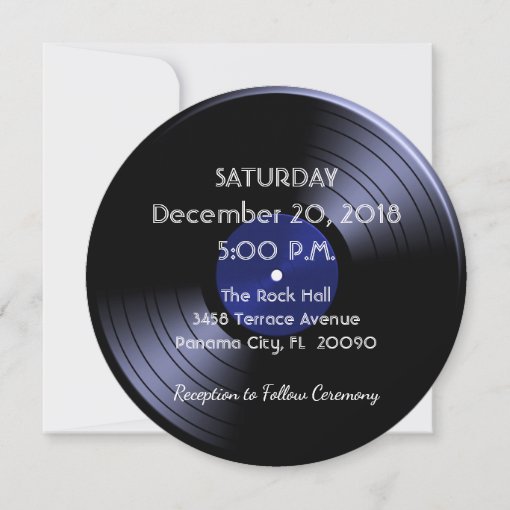 Retro Rock n Roll Vinyl Record Wedding Invitation | Zazzle