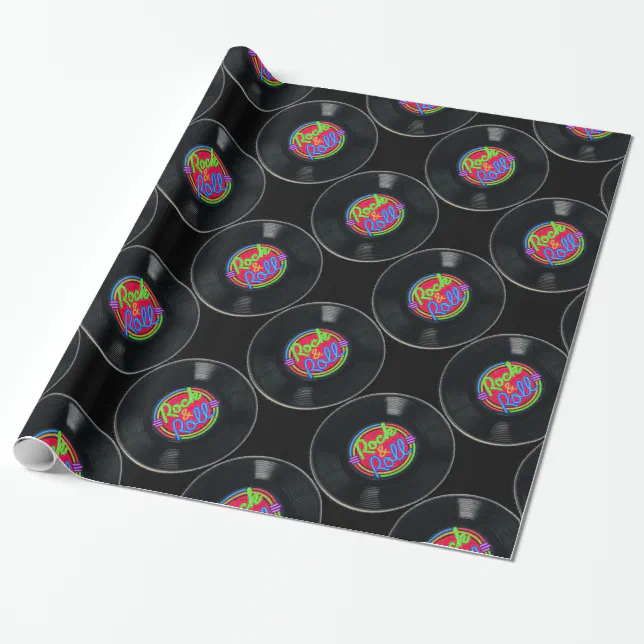 Retro Rock & Roll Vinyl Wrapping Paper | Zazzle