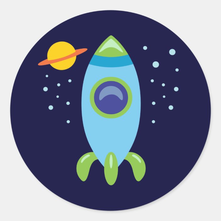 Retro Rocket Classic Round Sticker | Zazzle.com