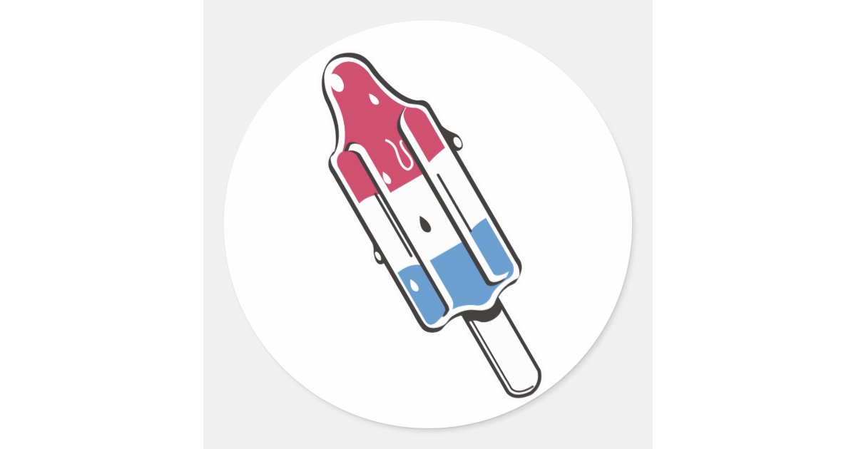 retro rocket ice pop classic round sticker | Zazzle