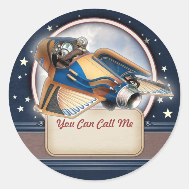 Retro Rocket Name Tag Stickers | Zazzle
