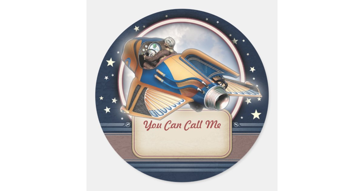 Retro Rocket Name Tag Stickers | Zazzle