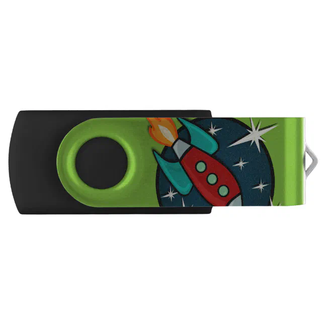 RETRO ROCKET SHIP 8GB USB FLASH DRIVE | Zazzle