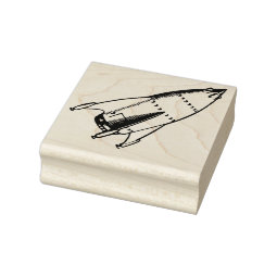 Retro rocket ship rubber stamp | Zazzle