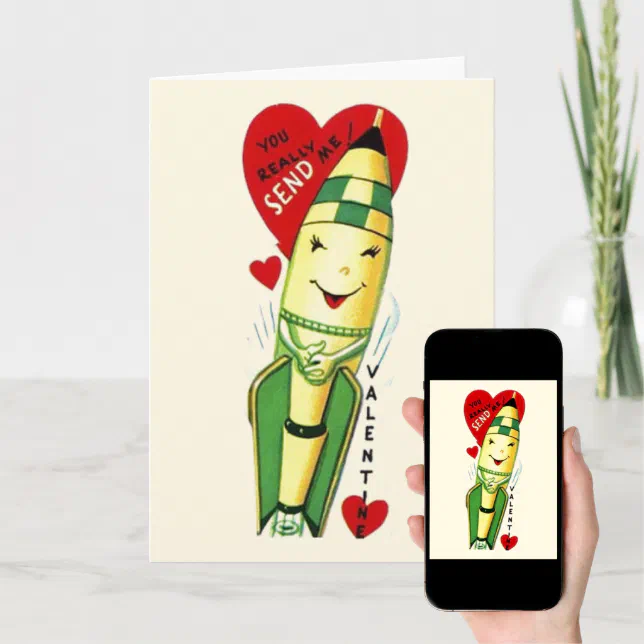 Retro Rocket Ship Valentine's Day Card | Zazzle
