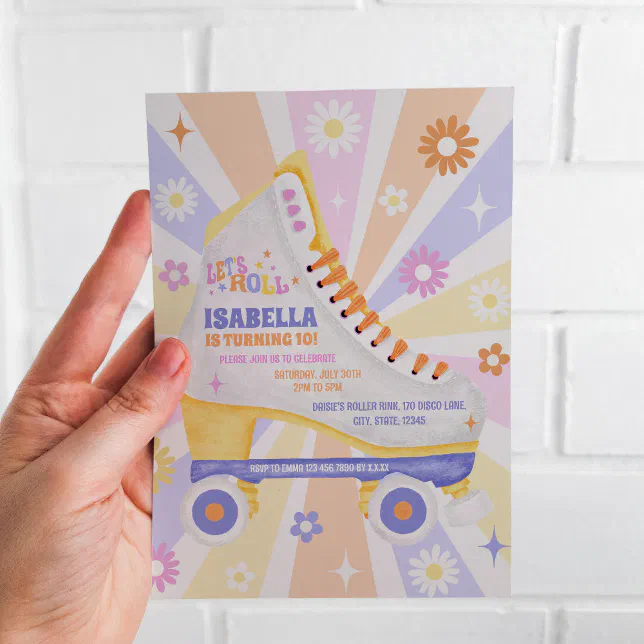 Retro Roller Disco Birthday Party Invitation | Zazzle