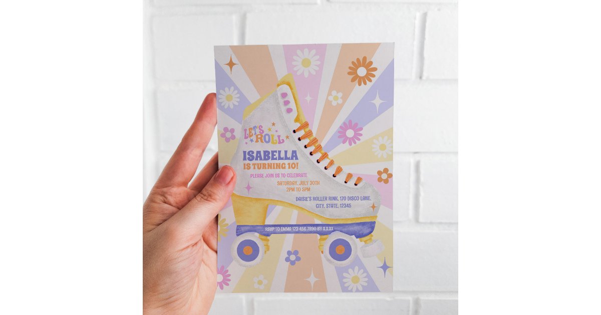 Retro Roller Disco Birthday Party Invitation | Zazzle