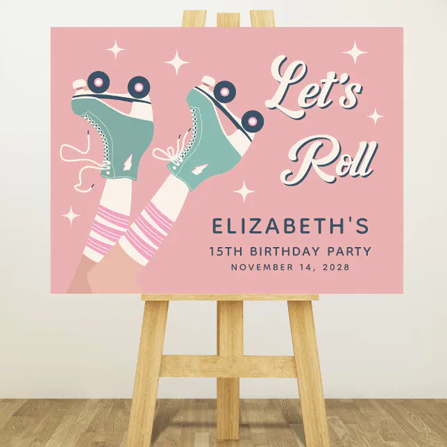 Retro Roller Skating Birthday Party Welcome Foam Board | Zazzle