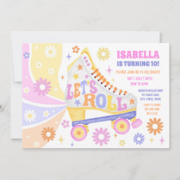 Retro Roller Skating Disco Birthday Party Invitation | Zazzle