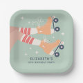 Retro Roller Skating Girls Birthday Party Paper Plates | Zazzle