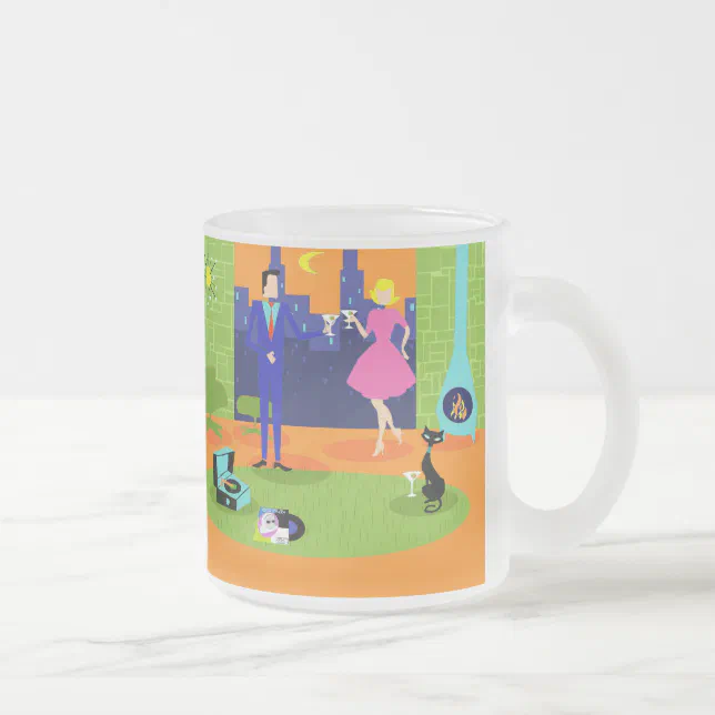 Retro Romantic Evening Couple Frosted Glass Mug | Zazzle