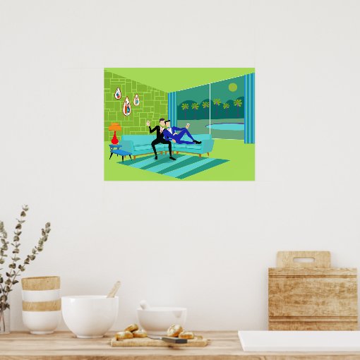 Retro Romantic Gay Couple Poster | Zazzle