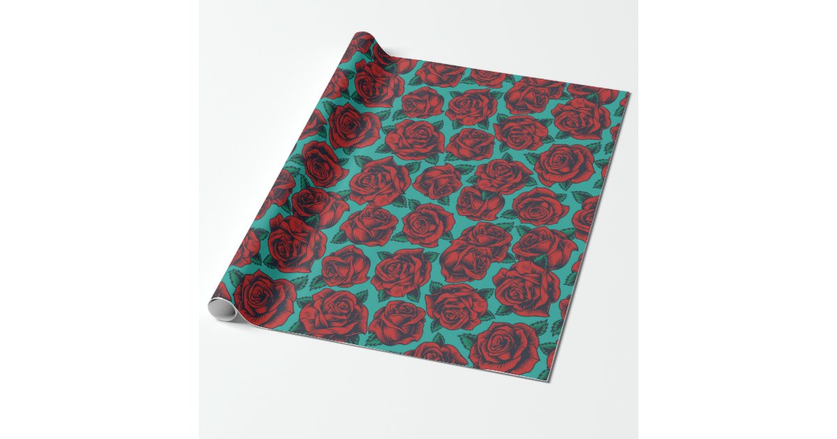 Retro Roses Wrapping Paper | Zazzle