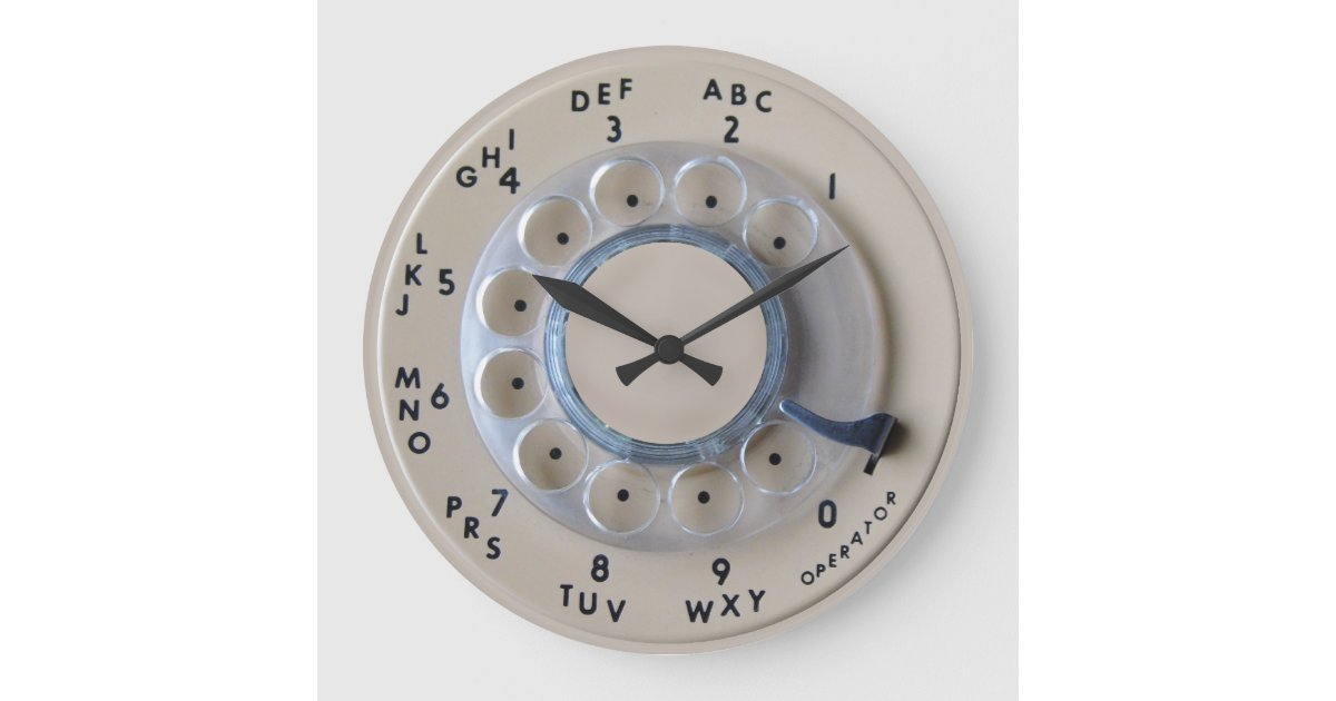Retro Rotary Phone Dial Large Clock | Zazzle