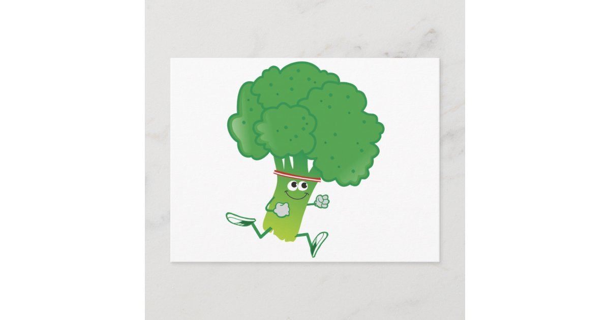 Retro Running Broccoli Postcard | Zazzle