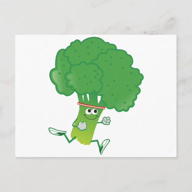 Retro Running Broccoli Postcard | Zazzle