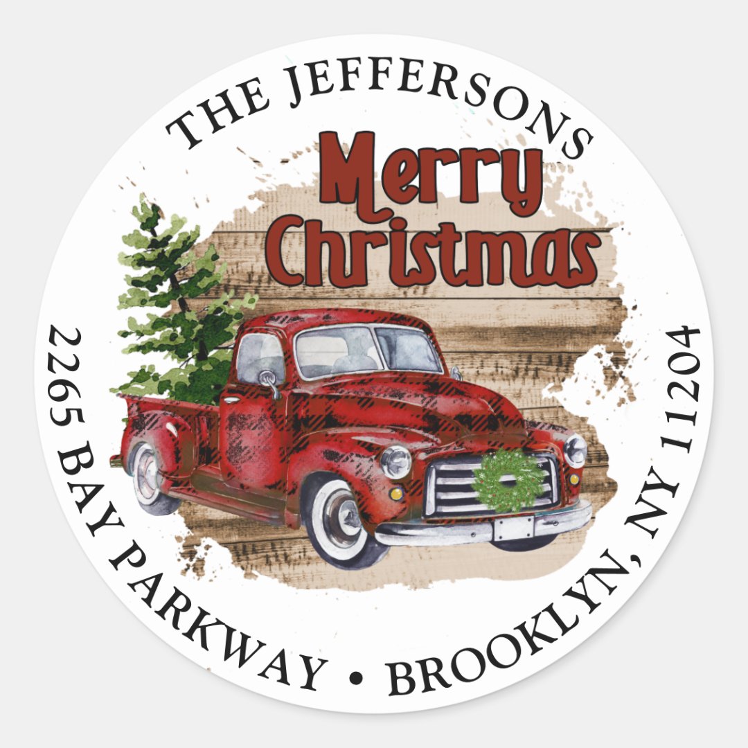 Retro Rustic Christmas Return Address Label | Zazzle