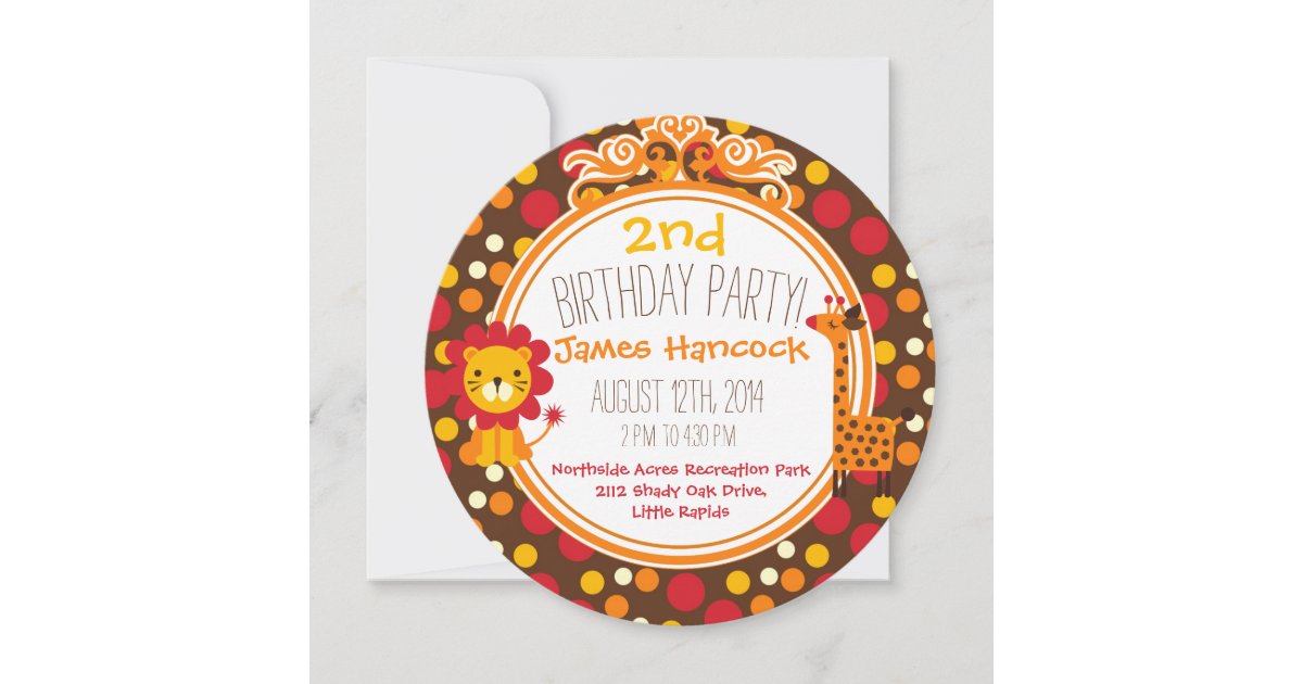 Retro Safari Birthday Circle Invite | Zazzle
