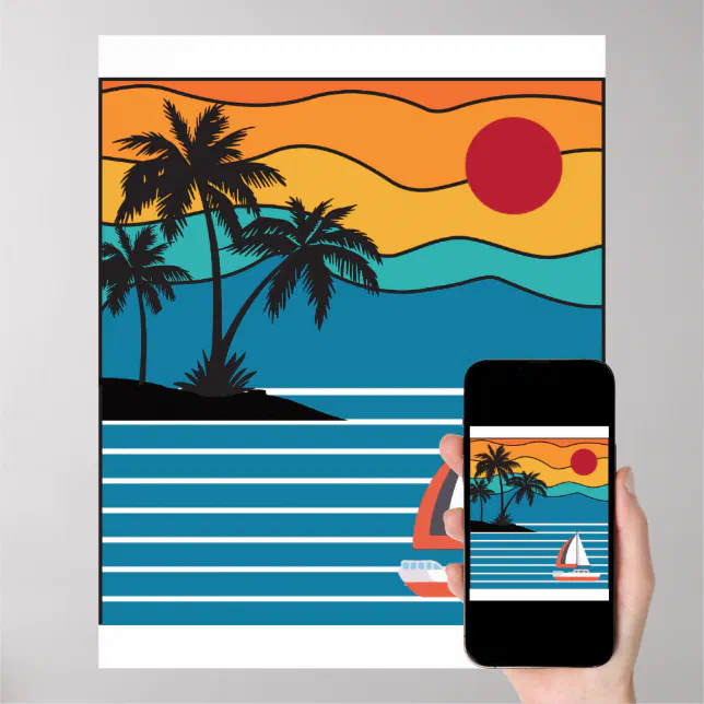 Retro Sailboat 80s 70s Style Sailing Boat Captain Poster | Zazzle